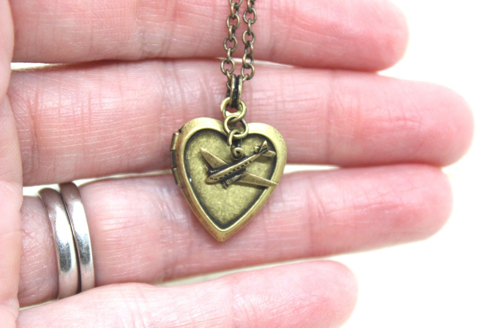 Mini Airplane. Locket Necklace. in Brass Ox - Etsy