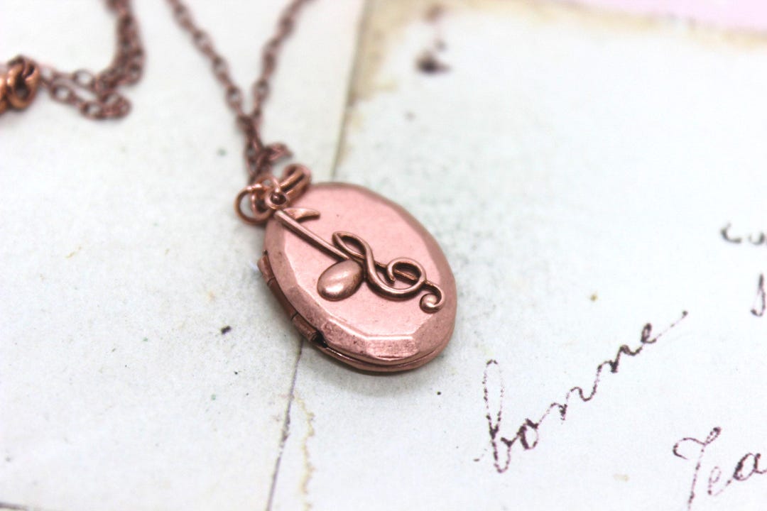 Music Notes Oval. Locket Necklace. Rose Gold Shades - Etsy