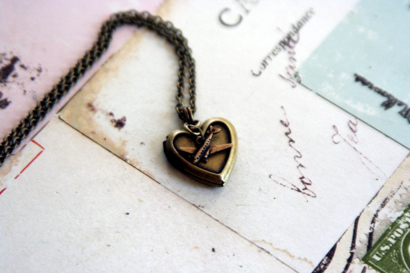 Mini Airplane. Locket Necklace. in Brass Ox - Etsy