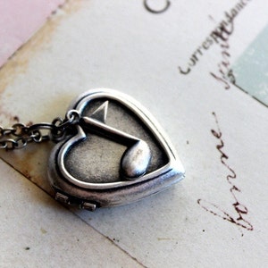 Music Note. Heart Locket Necklace. Silver Ox Meduim Locket - Etsy