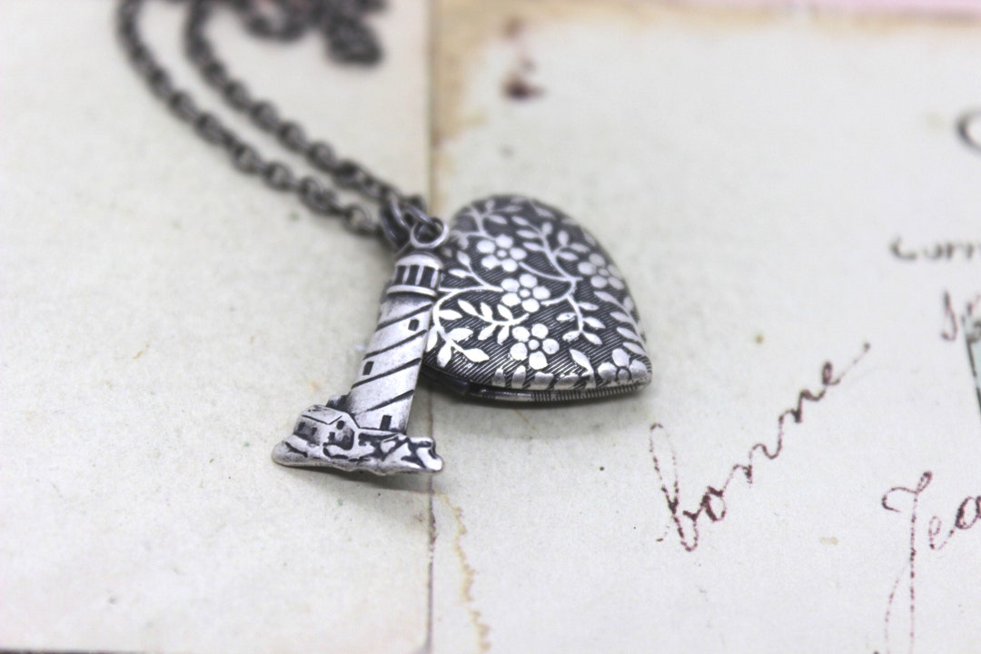 Lighthouse. Heart Locket Necklace. in Silver Ox Jewelry - Etsy