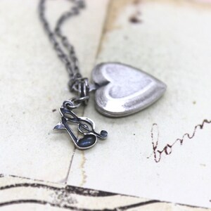 Music Notes Heart Locket Necklace. Silver Ox - Etsy