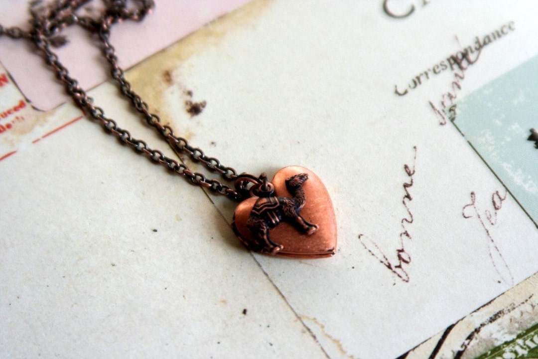 Camel. Heart Locket Necklace. Copper Ox - Etsy