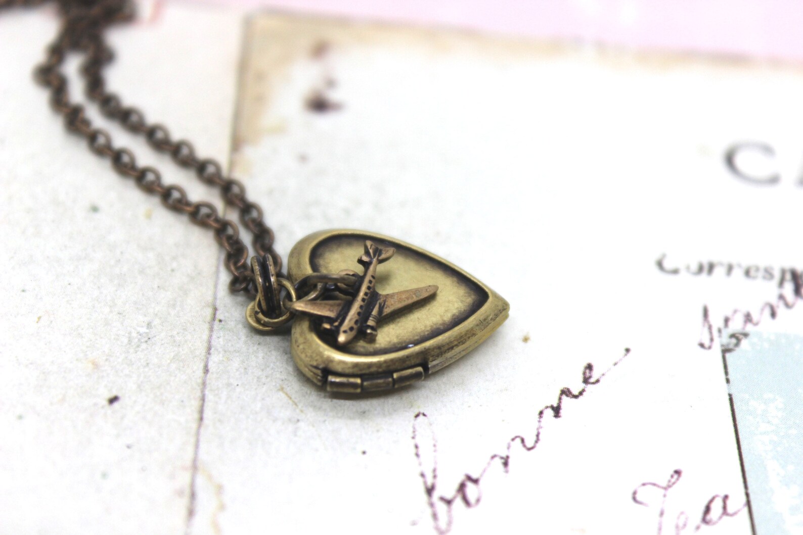 Mini Airplane. Locket Necklace. in Brass Ox - Etsy