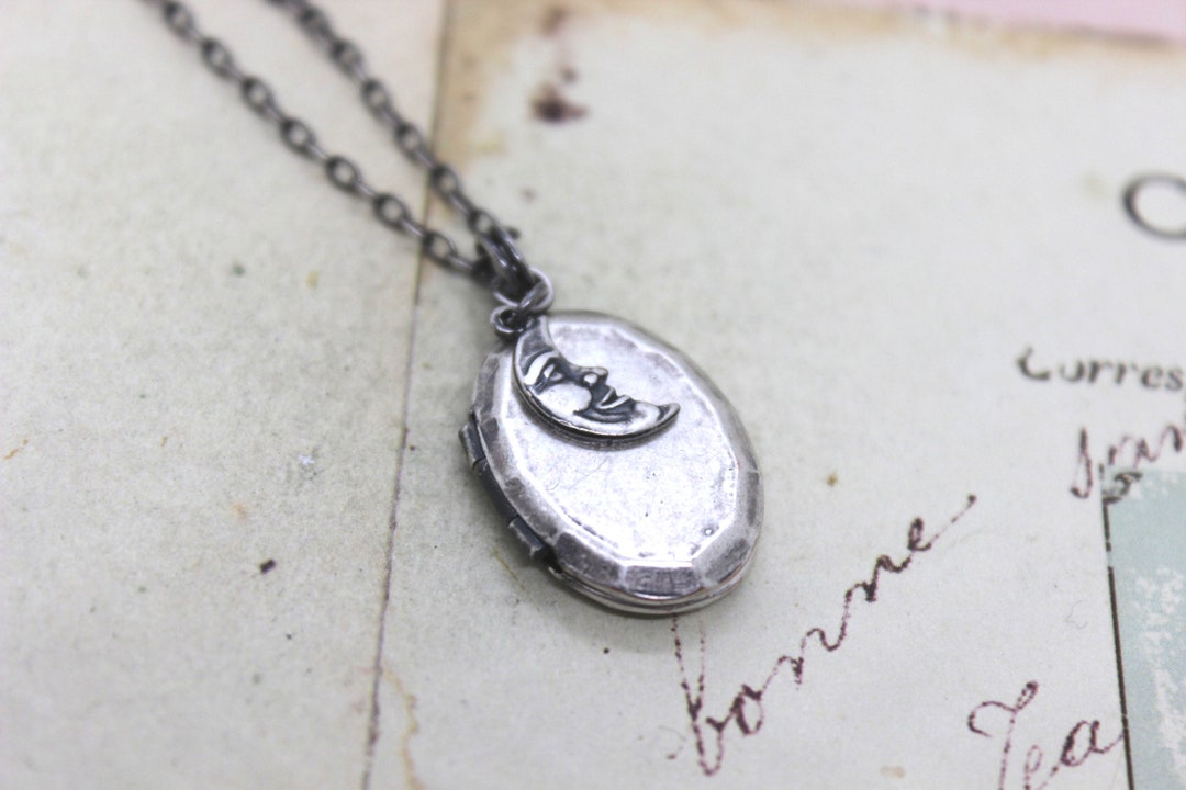 Moon. Locket Necklace. in Silver Ox Smaller Version Moon - Etsy