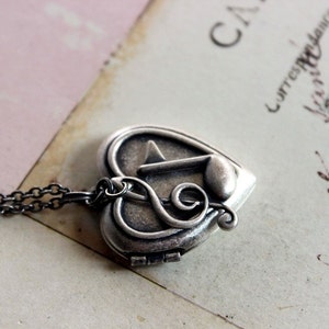 G Clef Music Notes. Heart Locket Necklace. Silver Ox Meduim Locket - Etsy