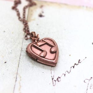 Music Notes Heart Locket. Necklace in Rose Gold Ox Shades - Etsy