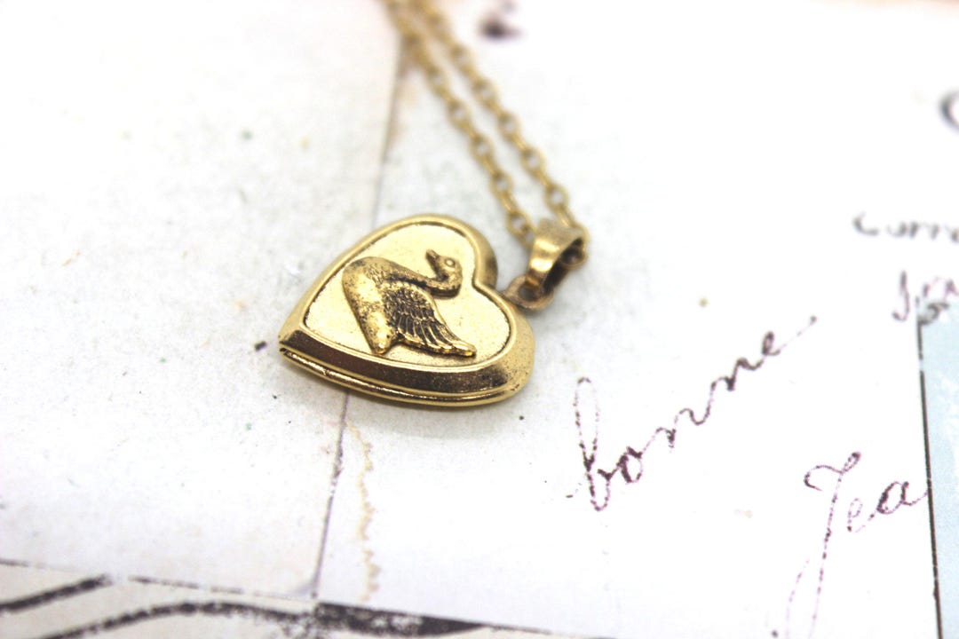 Swan. Locket Necklace. Gold Ox Jewelry With Bail - Etsy