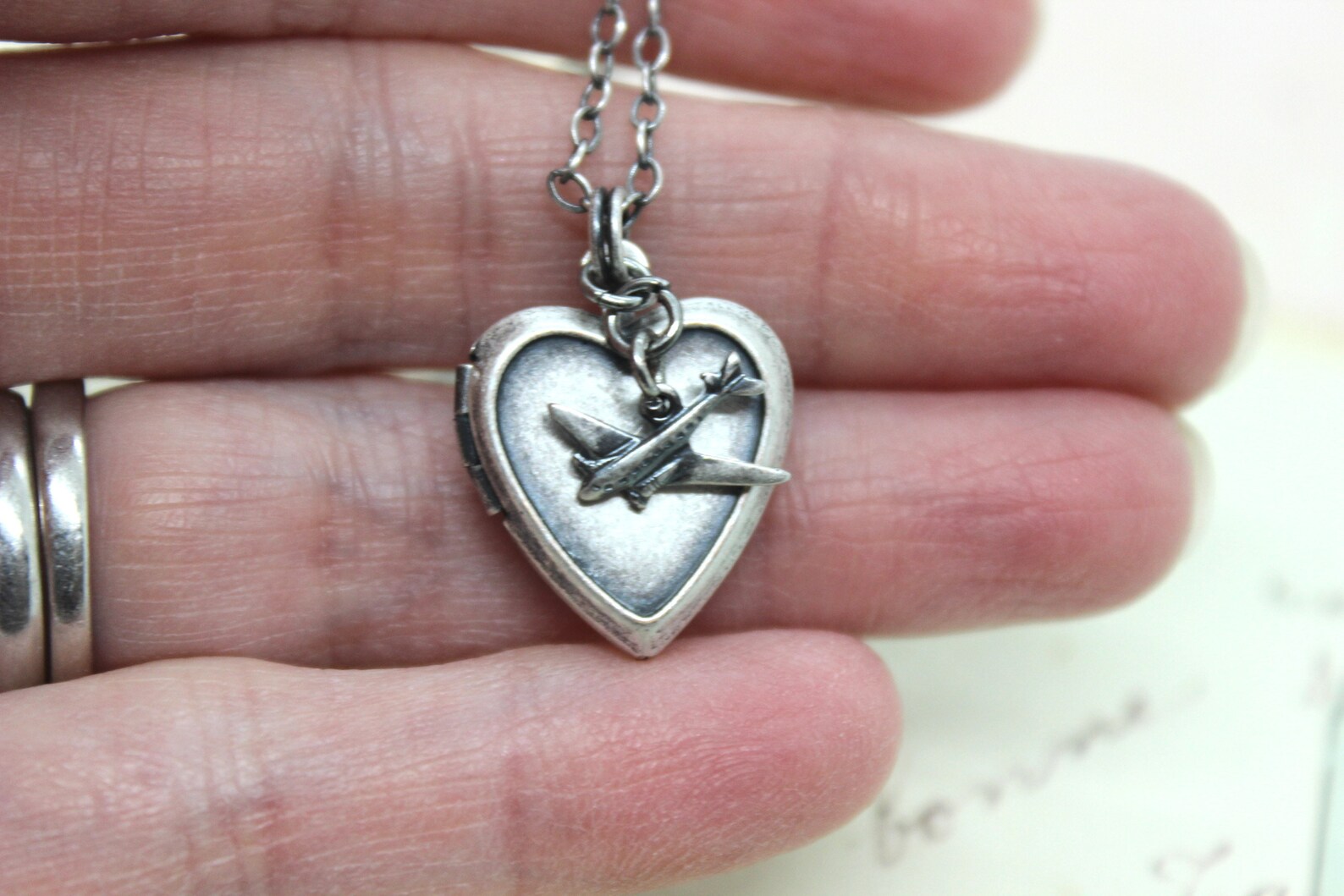 Mini Airplane. Locket Necklace. in Silver Ox - Etsy