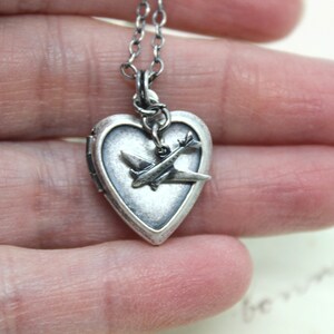 Mini Airplane. Locket Necklace. in Silver Ox - Etsy