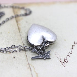 Mini Airplane. Locket Necklace. in Silver Ox - Etsy