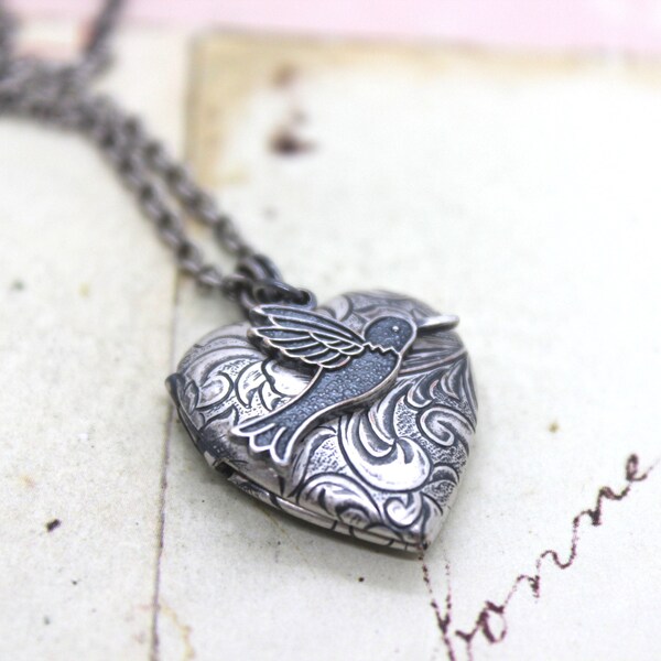 Bird Locket Necklace - Etsy