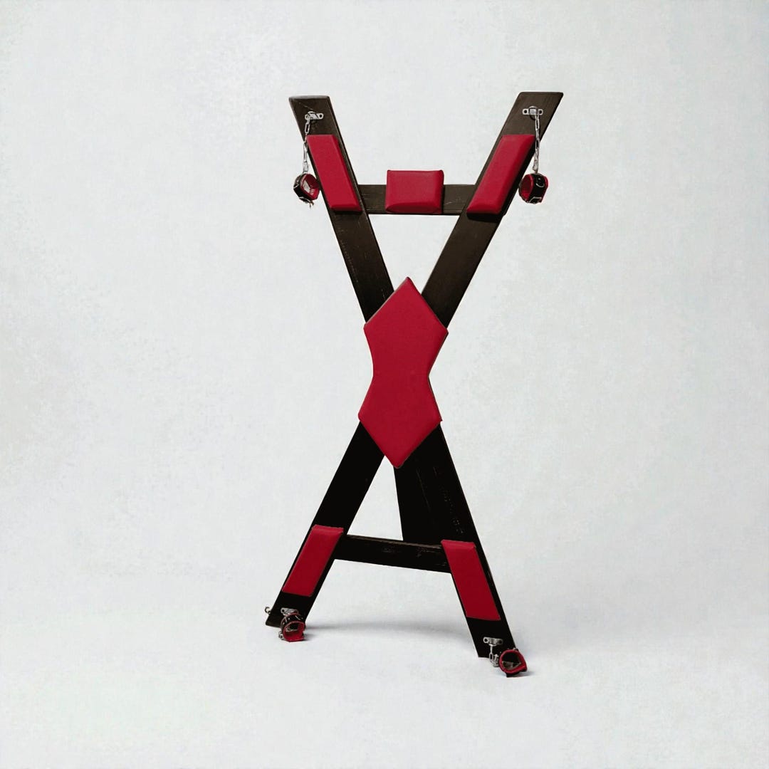 Standing X-frame Support Structure With Padded Panels, Solid Wood Frame ...