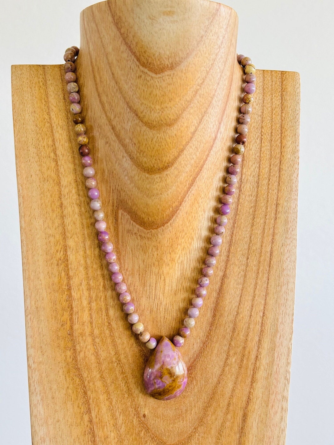 SALE- Phosphosiderite Pink-purple Stone Necklace - Etsy