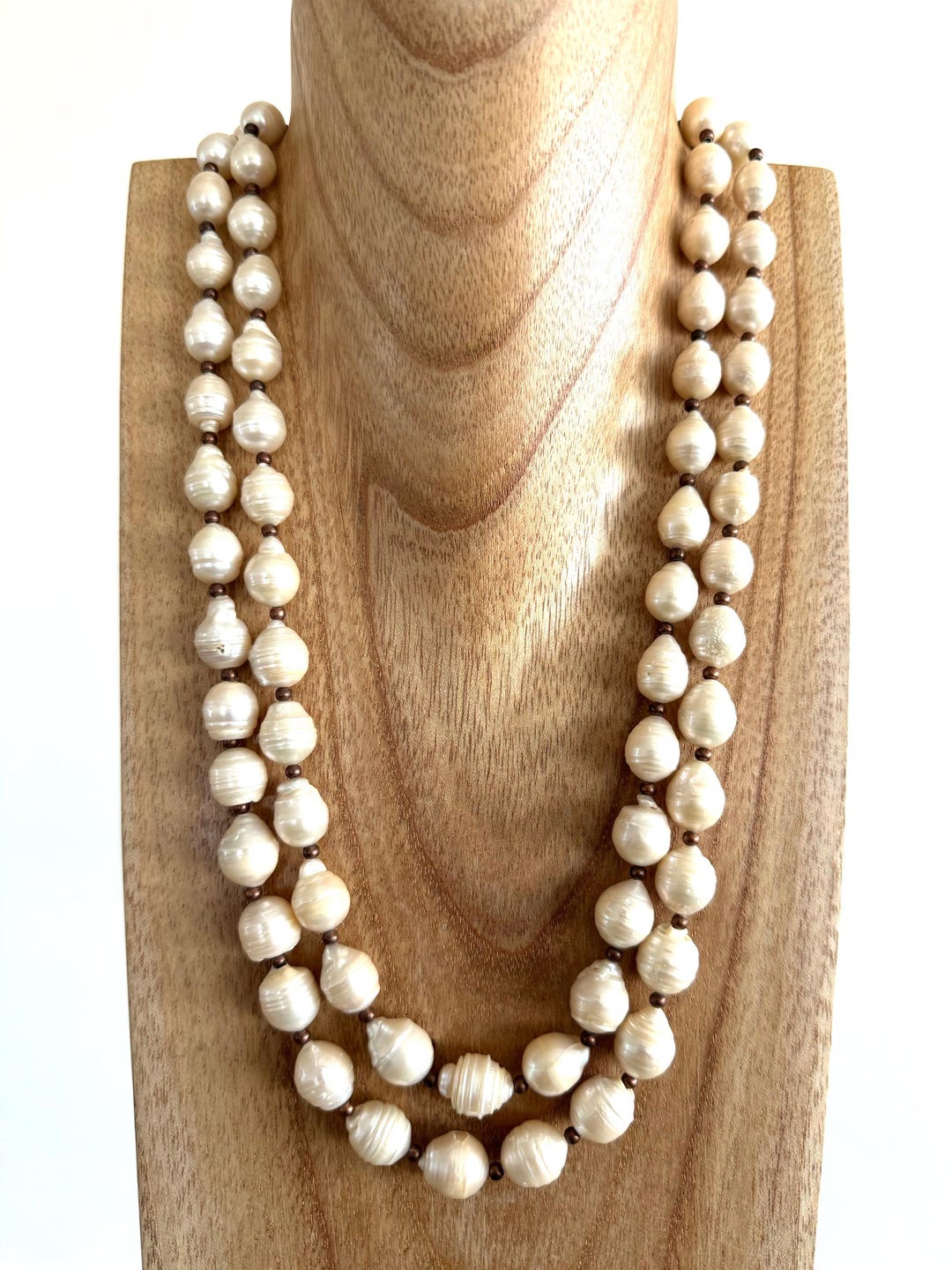 Stunning Two-strand Pearl Necklace With Copper Accents - Etsy