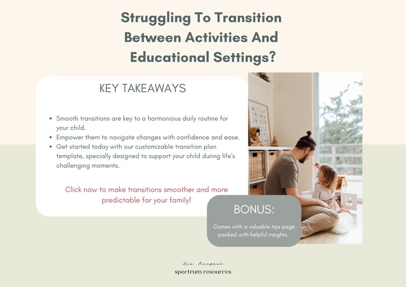 Autism Transition Plan Template, Autism Support Plan, Visual Schedule ...