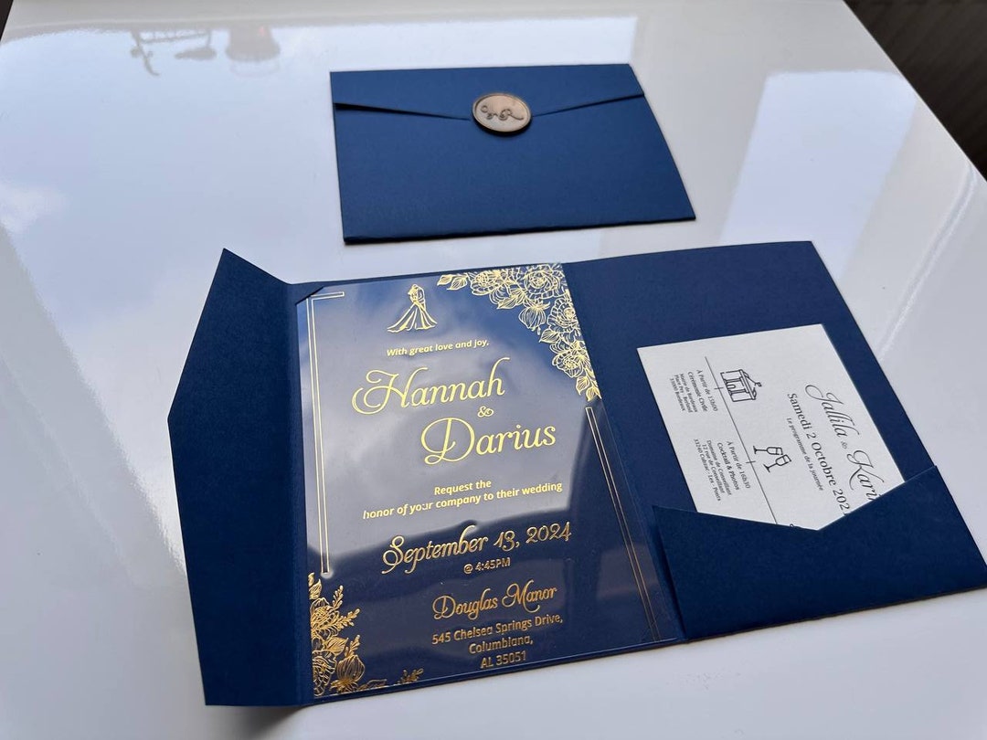 Elegant Wallet Model Invitation With Clear Acrylic Card With Gold Print ...