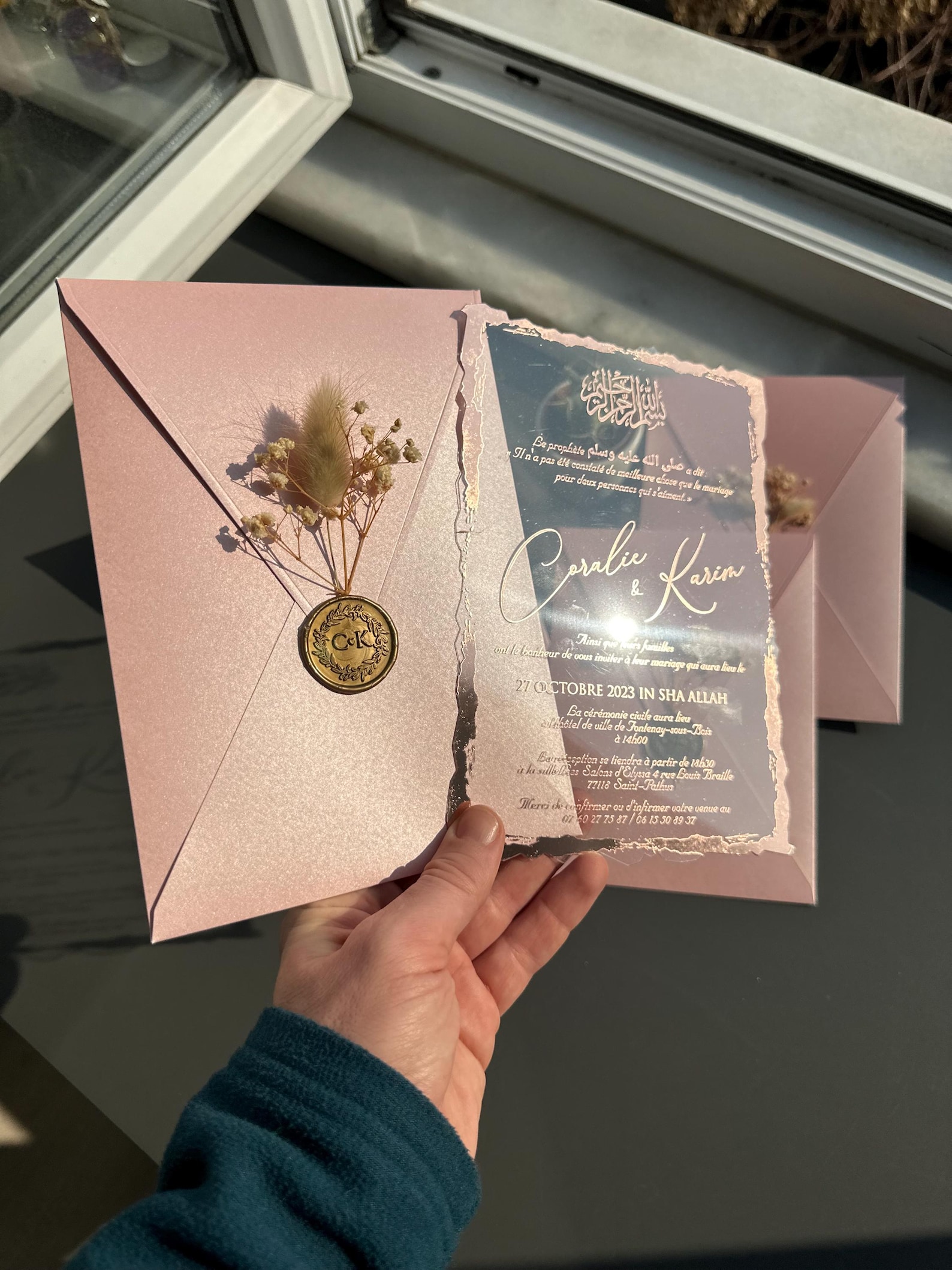 Luxurious Blush Pink Invitation Set: Pink Wedding Invitation Set With ...