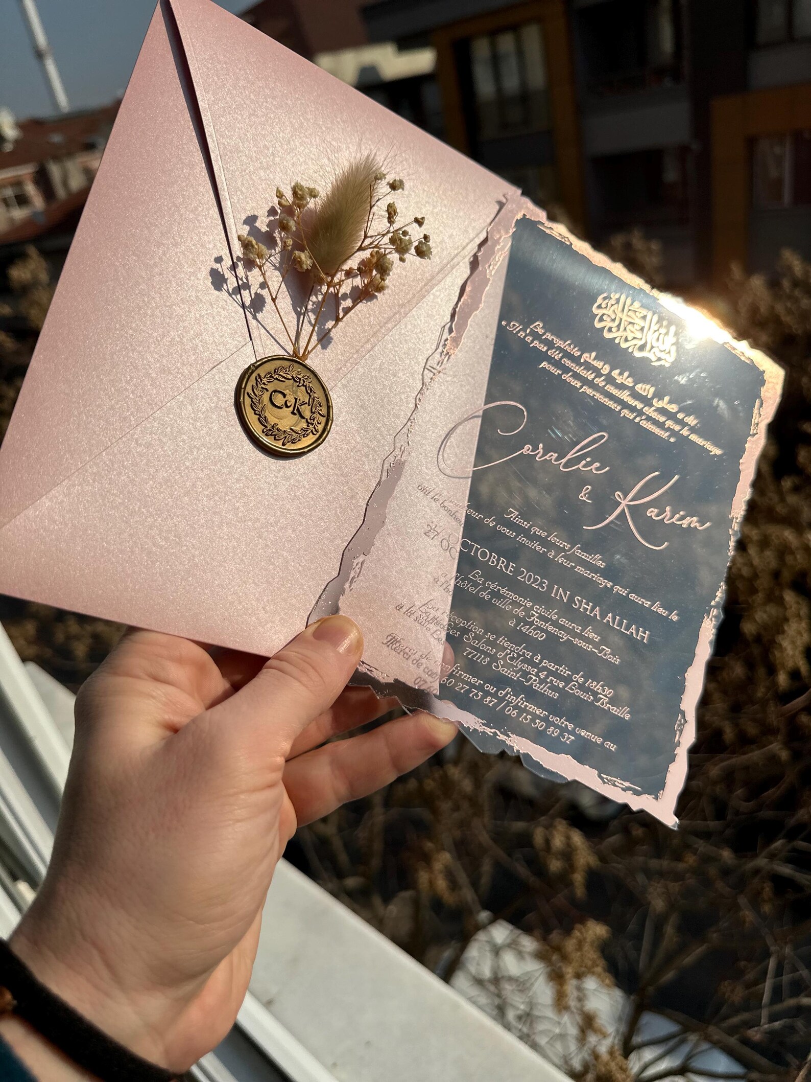 Luxurious Blush Pink Invitation Set: Pink Wedding Invitation Set With ...
