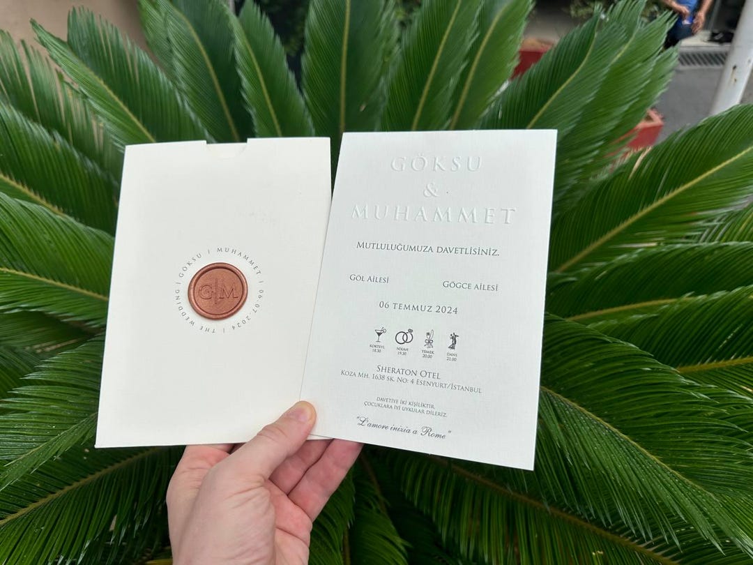 Elegant Embossed Ivory Invitation With Wax Seal, Perfect for Luxury ...