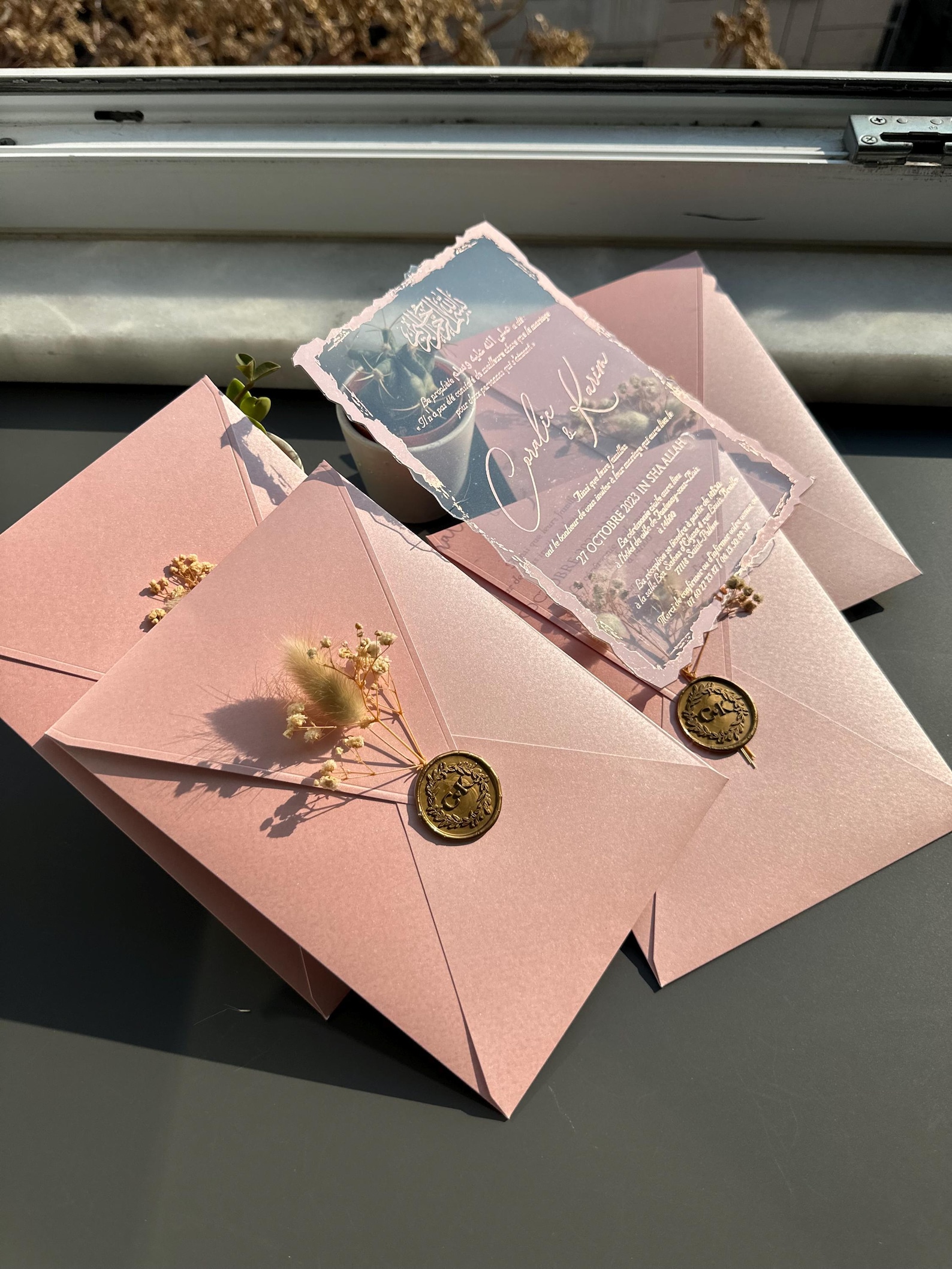 Luxurious Blush Pink Invitation Set: Pink Wedding Invitation Set With ...