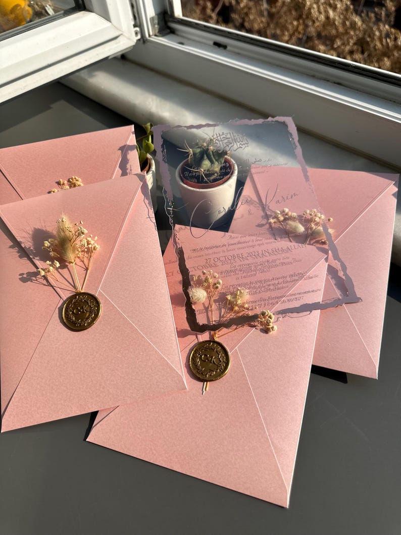 Luxurious Blush Pink Invitation Set: Pink Wedding Invitation Set With ...
