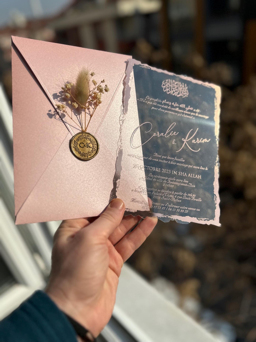 Luxurious Blush Pink Invitation Set: Pink Wedding Invitation Set With ...
