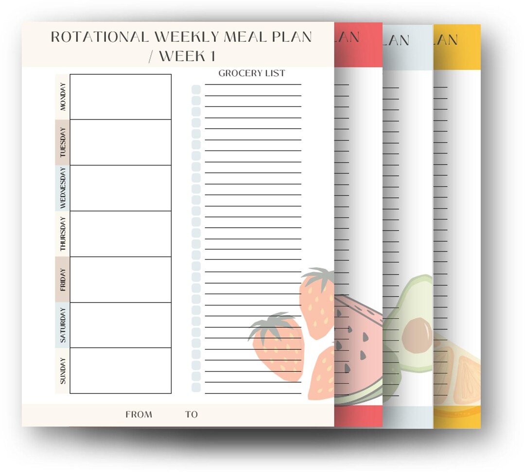 Rotational Weekly Meal Planner - Etsy