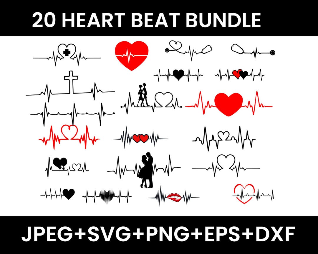 HEARTBEAT SVG Bundle, HEARTBEAT Clipart, Heartbeat Svg Cut Files for ...