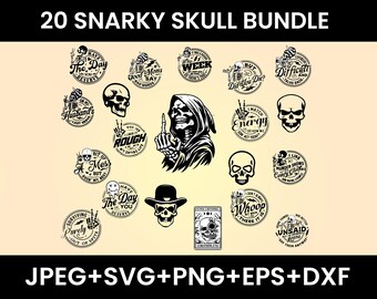 Snarky Skulls SVG PNG Designs Bundle Sarcastic Svg Bundle Designs Funny ...