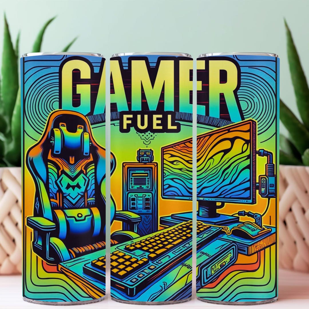 Gaming Tumbler Wrap, Gamer Fuel Sublimation PNG, 20oz Skinny Tumbler ...