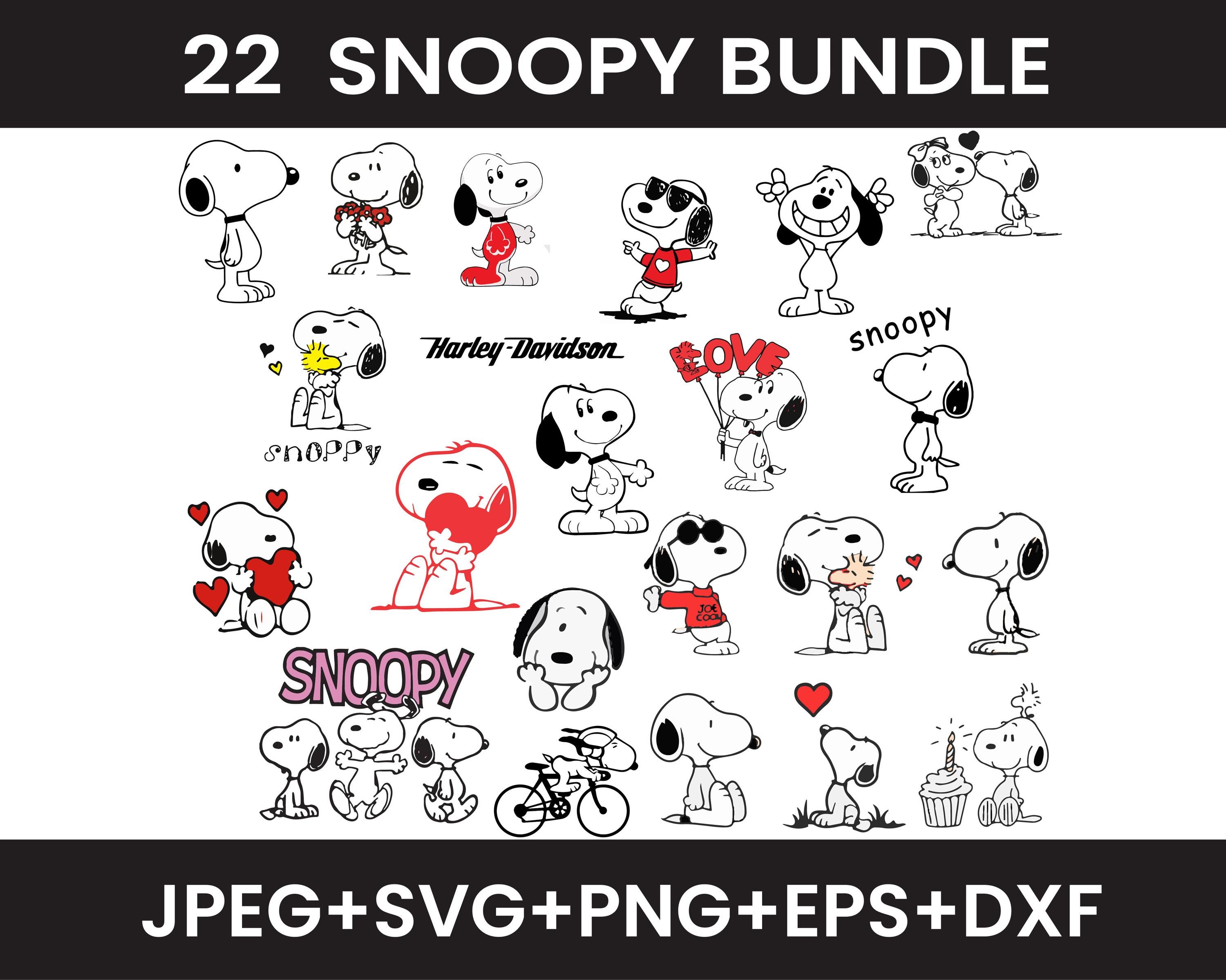 Paquete de Snoopy Svg, Clipart de Snoopy para Cricut, Silueta de Snoopy ...