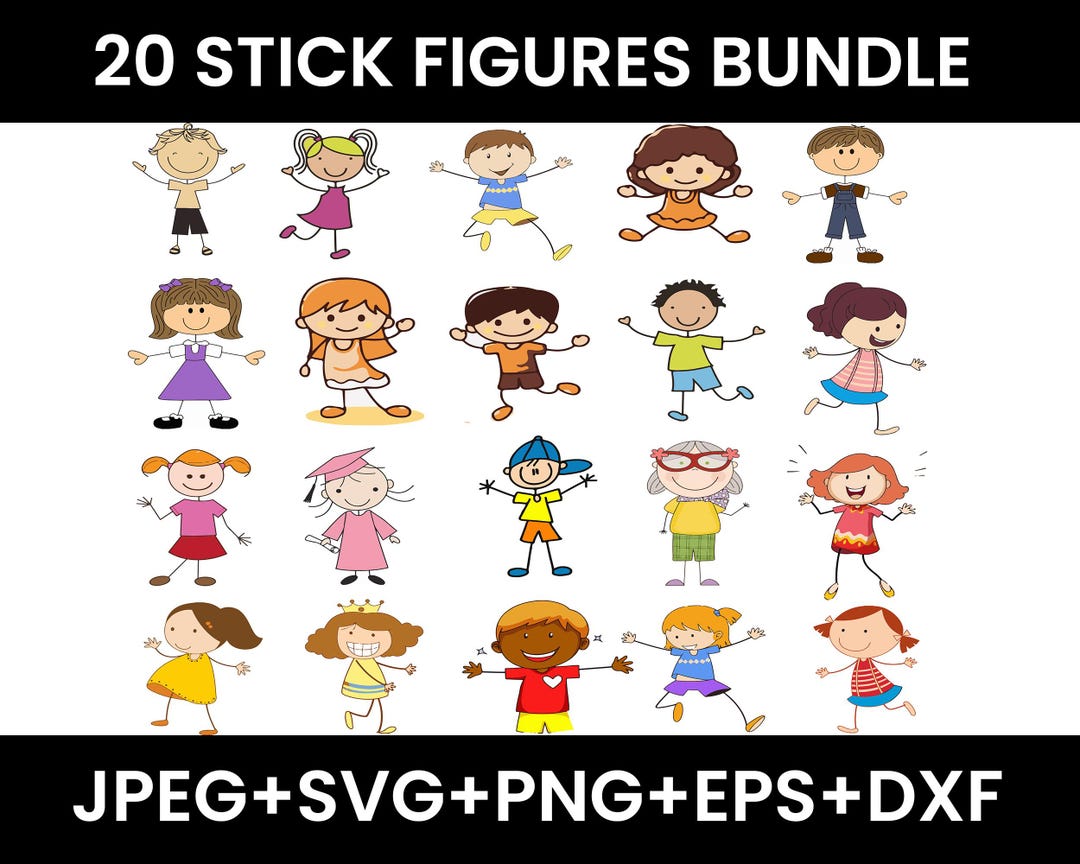 Sticker Figure Clipart, SVG, Stick People Family Clip Art, Family ...