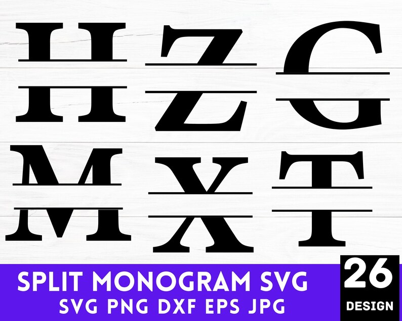Split Monogram Svg Png, Alphabet Svg, Split Monogram Frame Alphabet, Spilt Letter Svg, Monogram ...