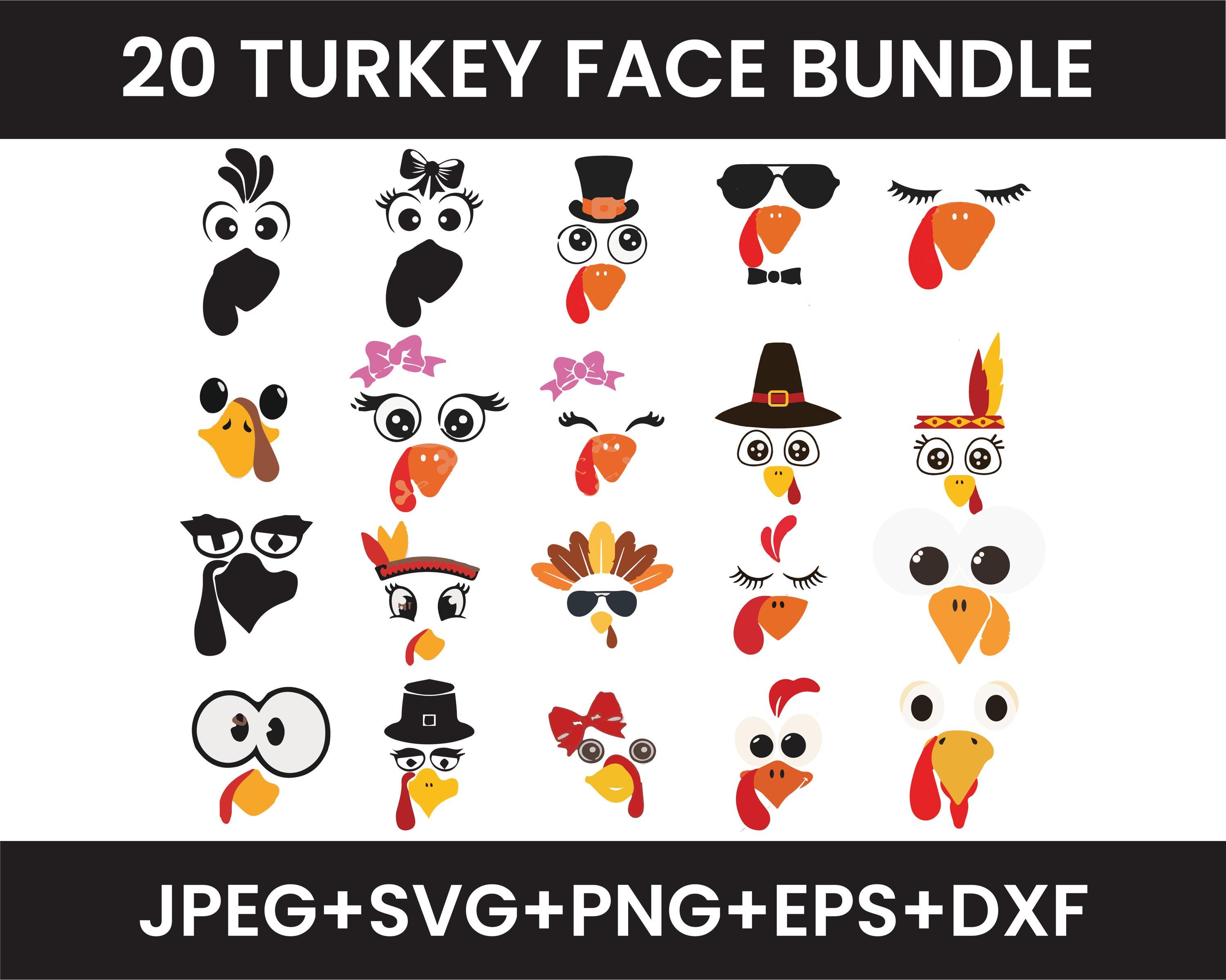 Turkey Faces SVG, Turkey Face Bundle SVG, Turkey Face Silhouette ...