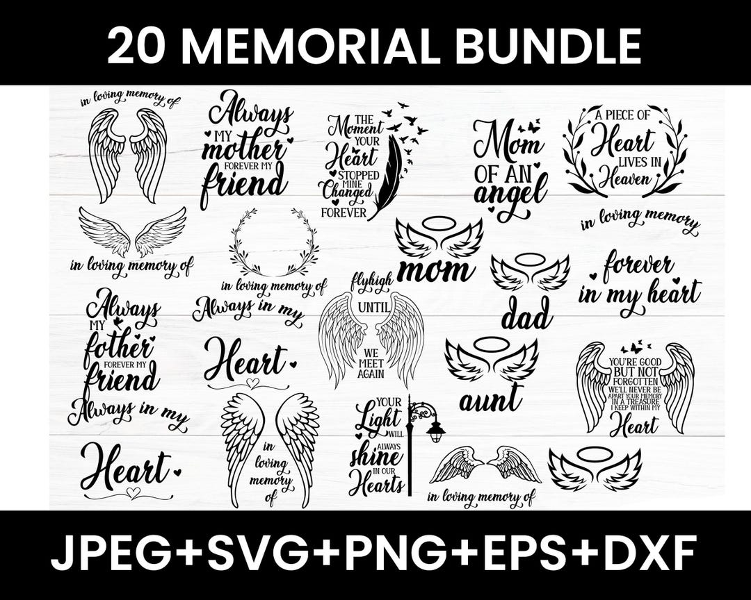 Memorial Svg Bundle, Bereavement Svg, Memorial Quotes Svg, Sympathy Svg ...