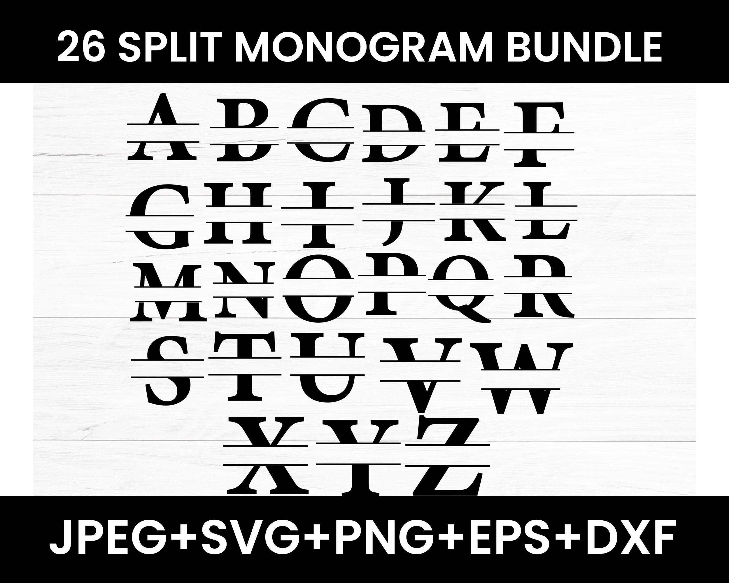 Split Monogram SVG Bundle, Spilt Letter Svg, Alphabet Clipart, Last ...