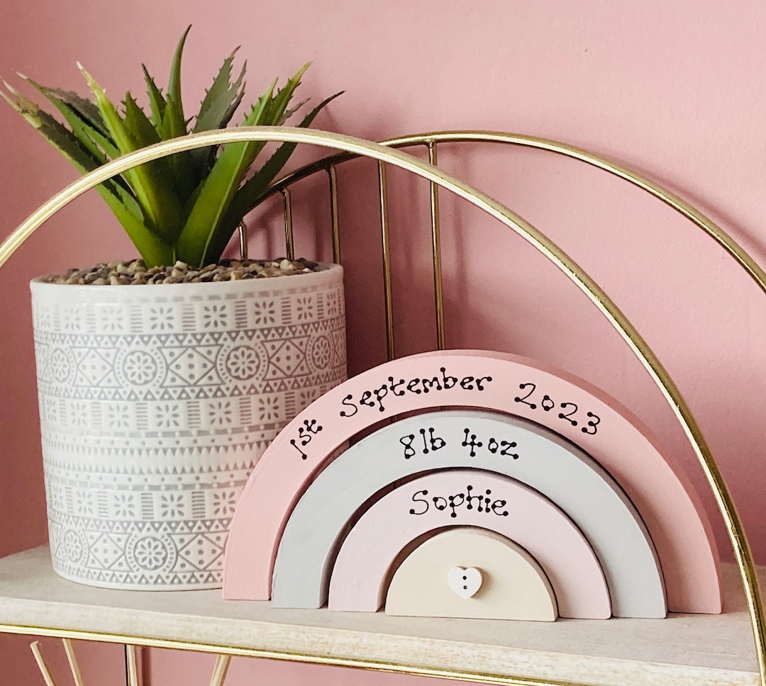 Personalised Rainbow Stacker ~ New Baby, Newborn, Christening ...