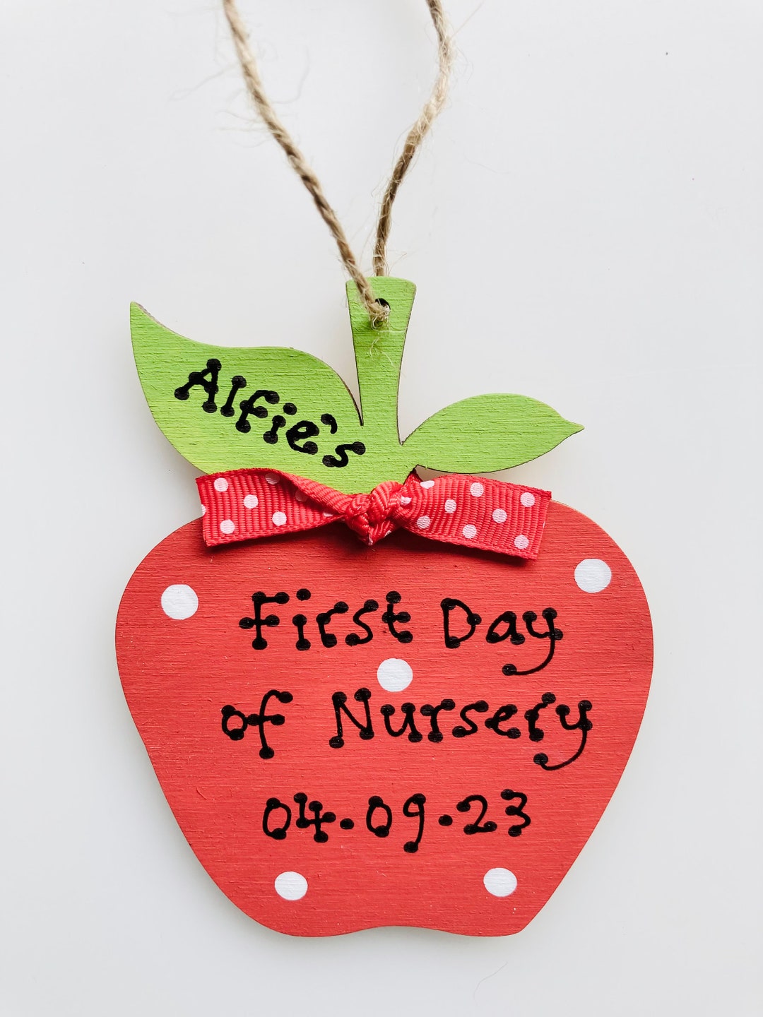 First Day of School, Nursery, Pre School ~ Personalised Apple Plaque ...
