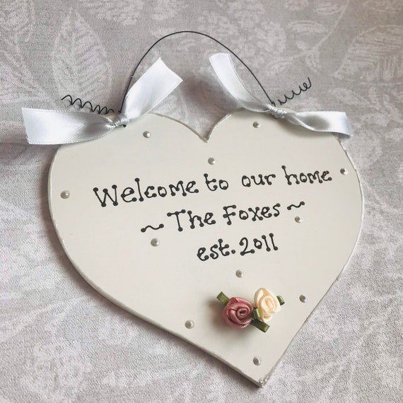 Personalised WELCOME to Our Home Heart Sign Ideal | Etsy
