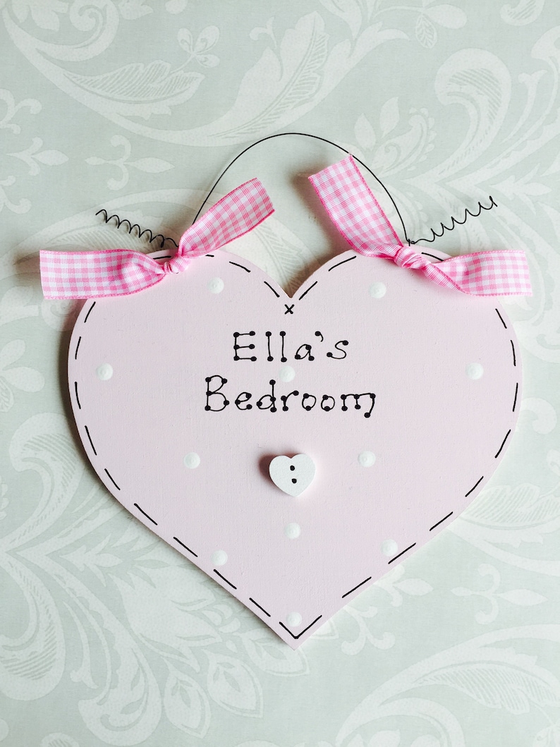 GIRLS Heart Bedroom Door Name Sign Plaque Handmade & | Etsy
