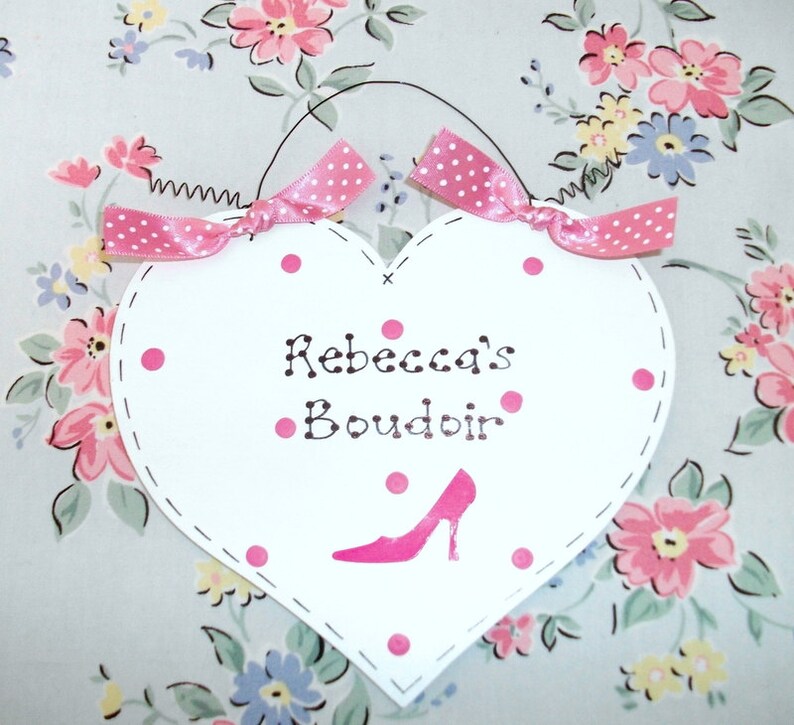 Personalised Bedroom French Chic BOUDOIR Sign ~ Stilletto Shoe & Polka ...