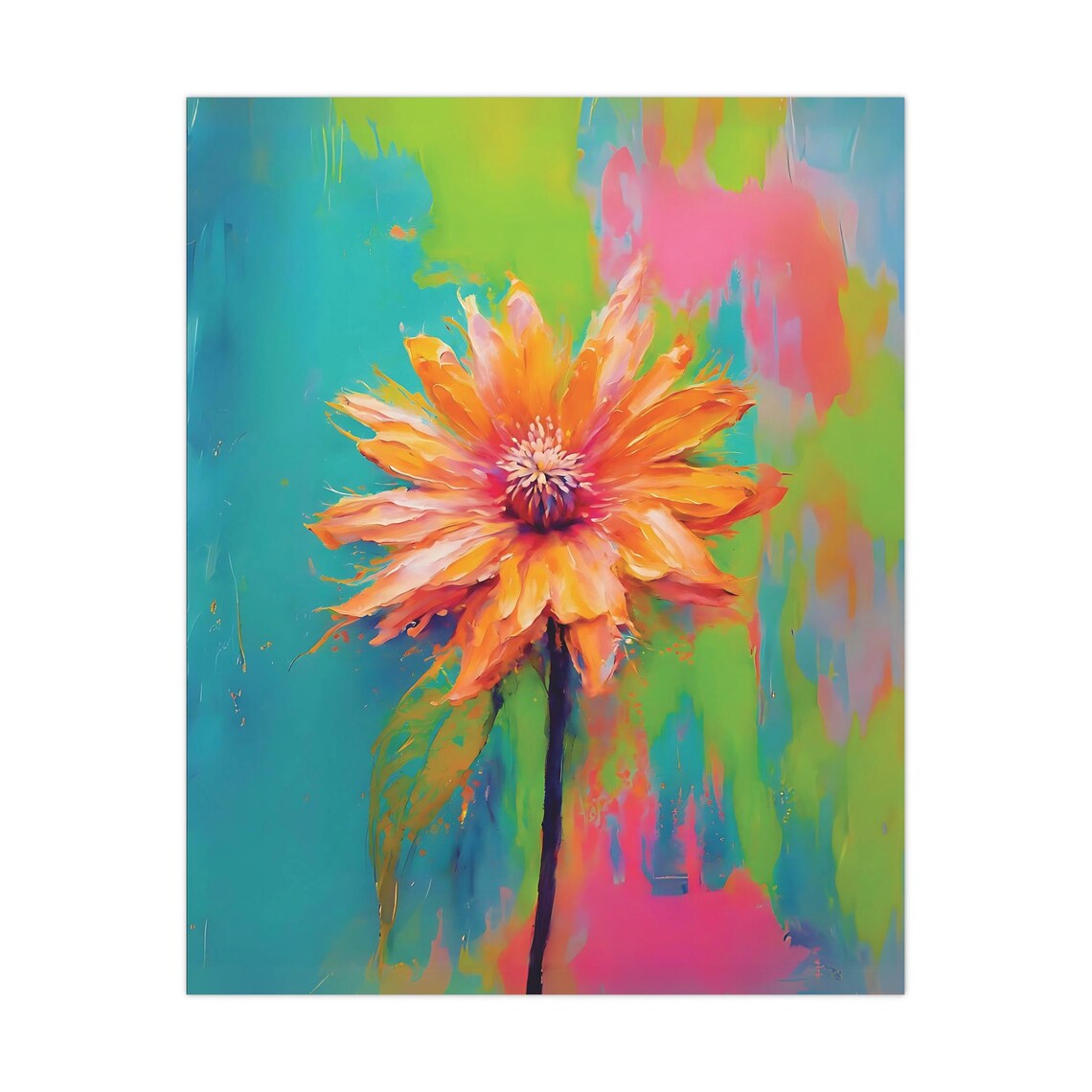 Flower Poster, Colorful Flower Poster, Bright Colors, Fantasy Flower ...