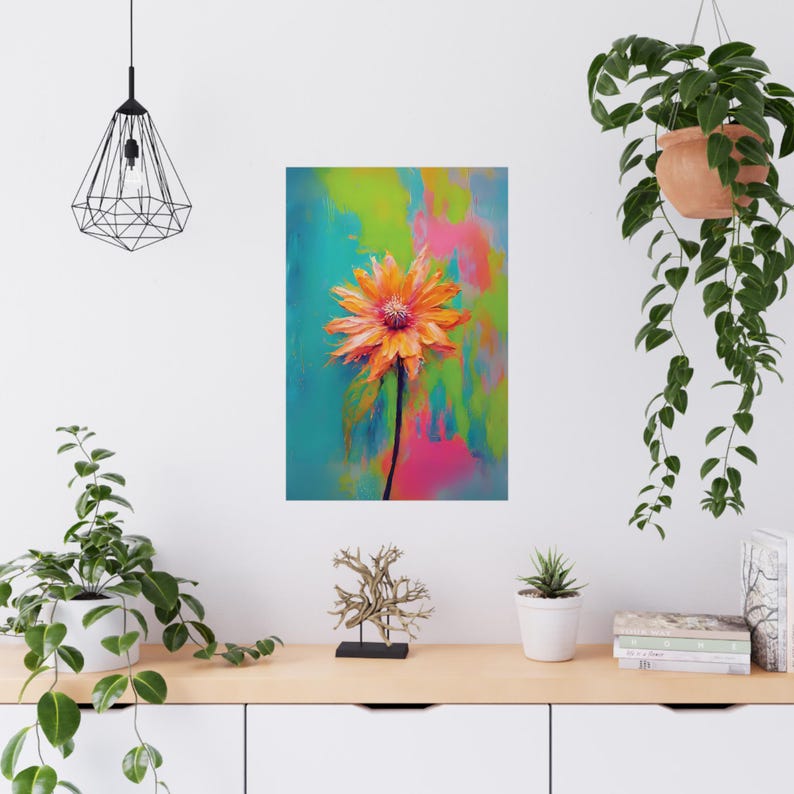 Flower Poster, Colorful Flower Poster, Bright Colors, Fantasy Flower ...