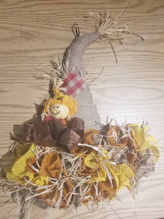 Scarecrow Hat Wall Decor. Burlap Raffia Fall Hat Burlap Hat - Etsy