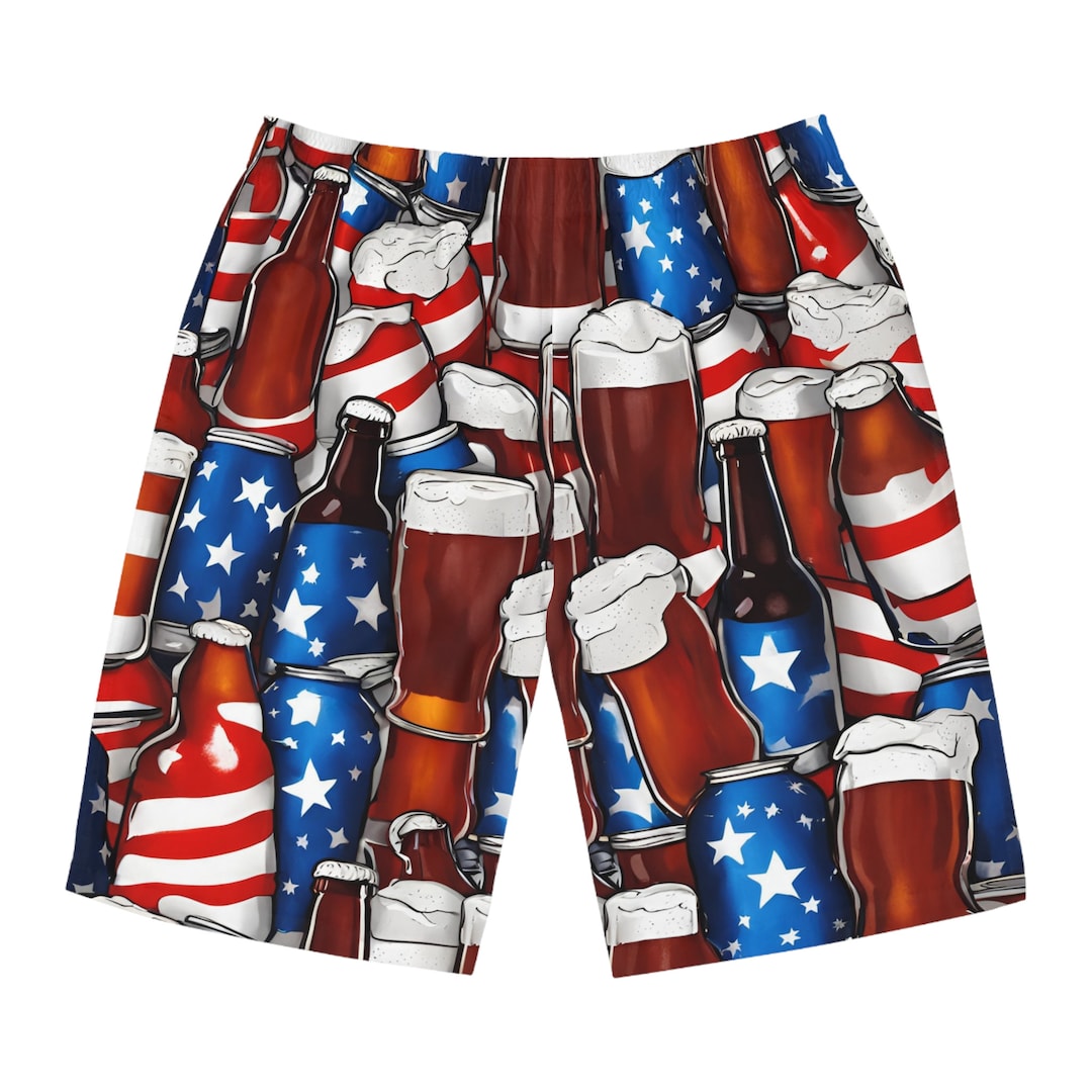 4th of July Stars, Stripes, & Beers Men's Knee-length Board Shorts - Etsy