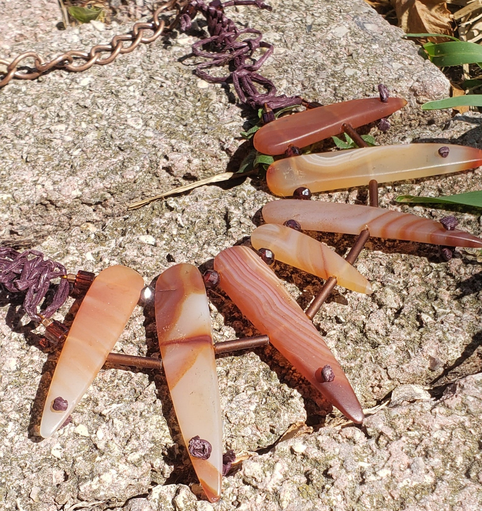 Earth Friendly Burnt Orange Agate Arkansas Stone Statement Necklace on ...