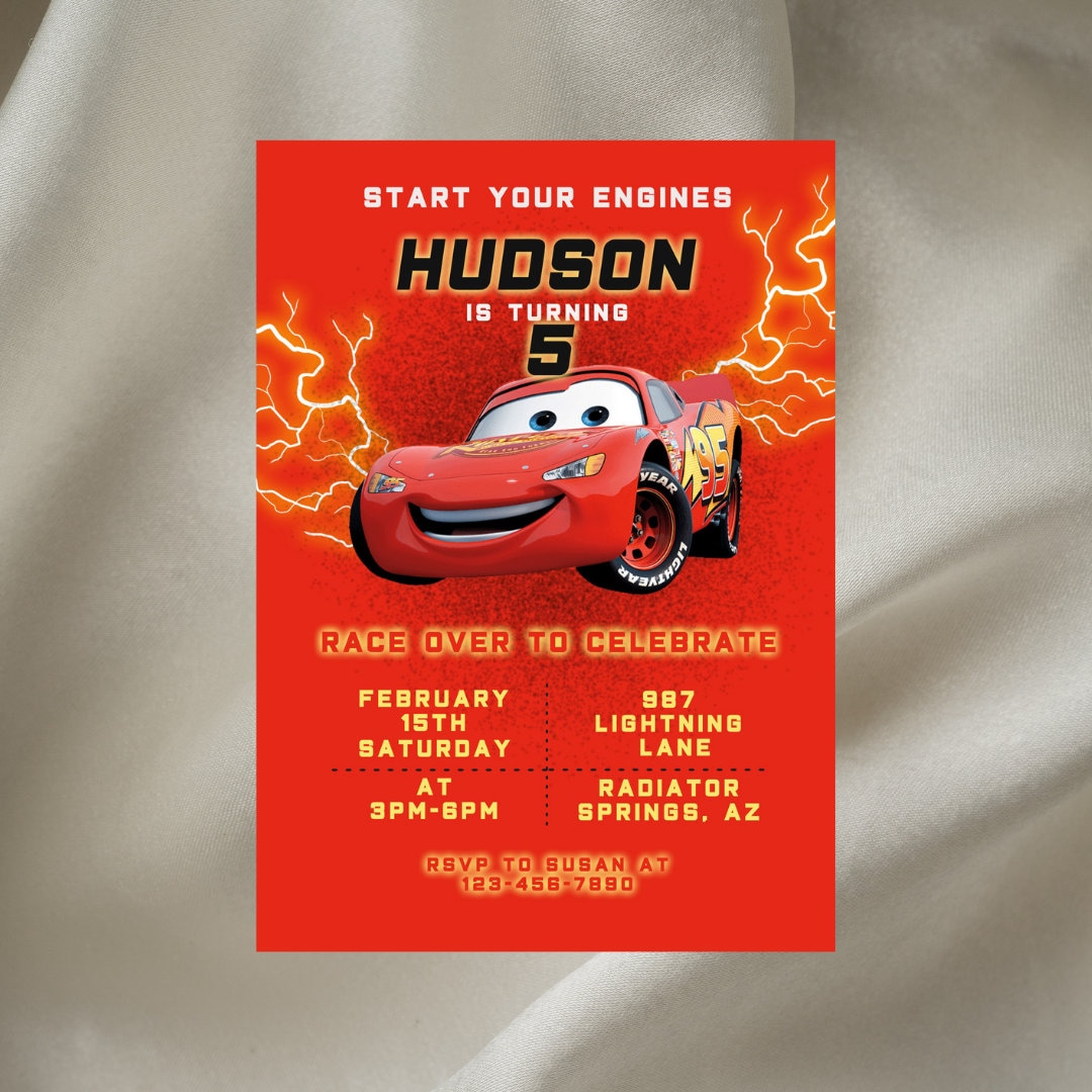 LIGHTNING MCQUEEN INVITATIONS, Lightning Mcqueen Birthday Party, Cars ...
