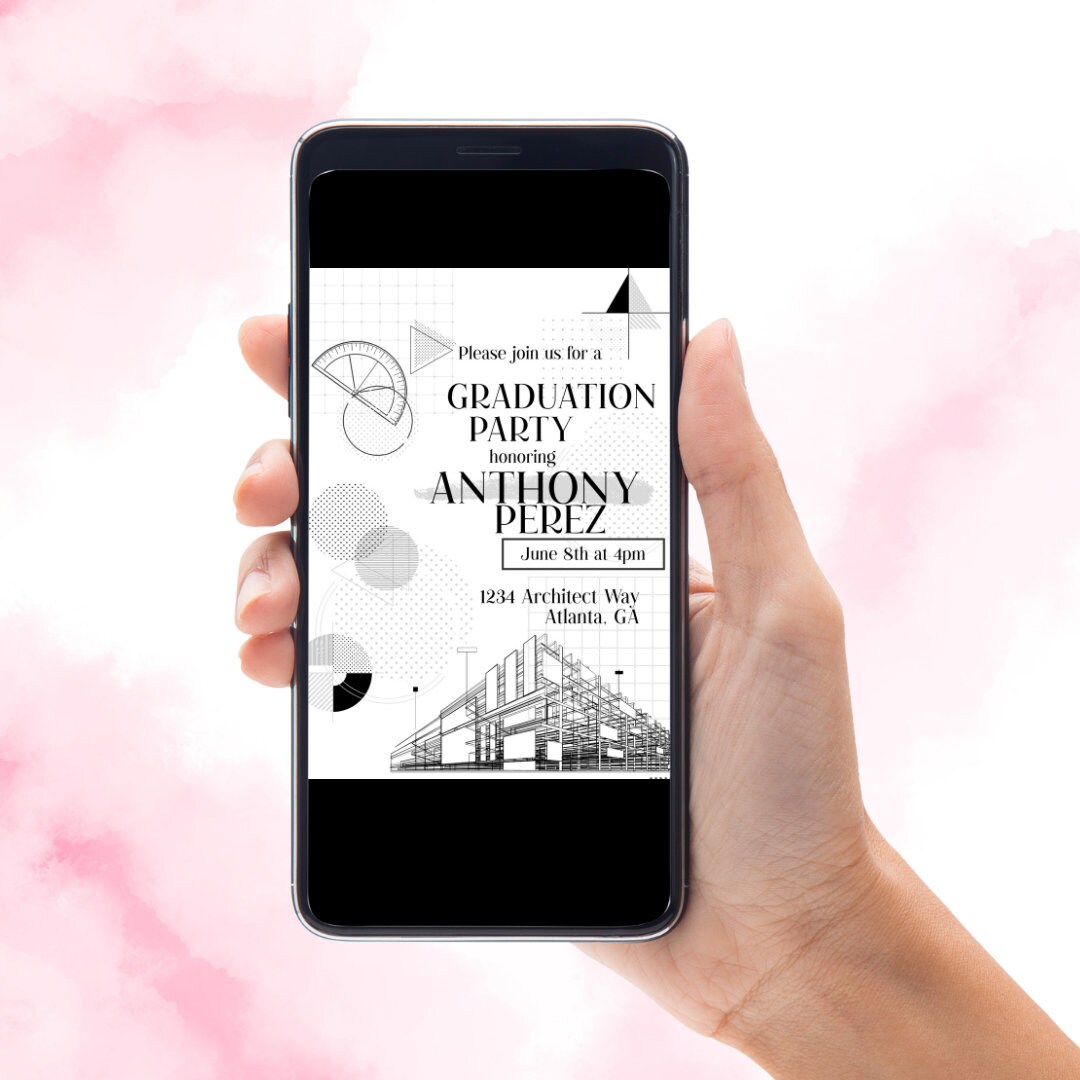 Architect Graduation Invitation: Neutral Party Design (digital Download ...