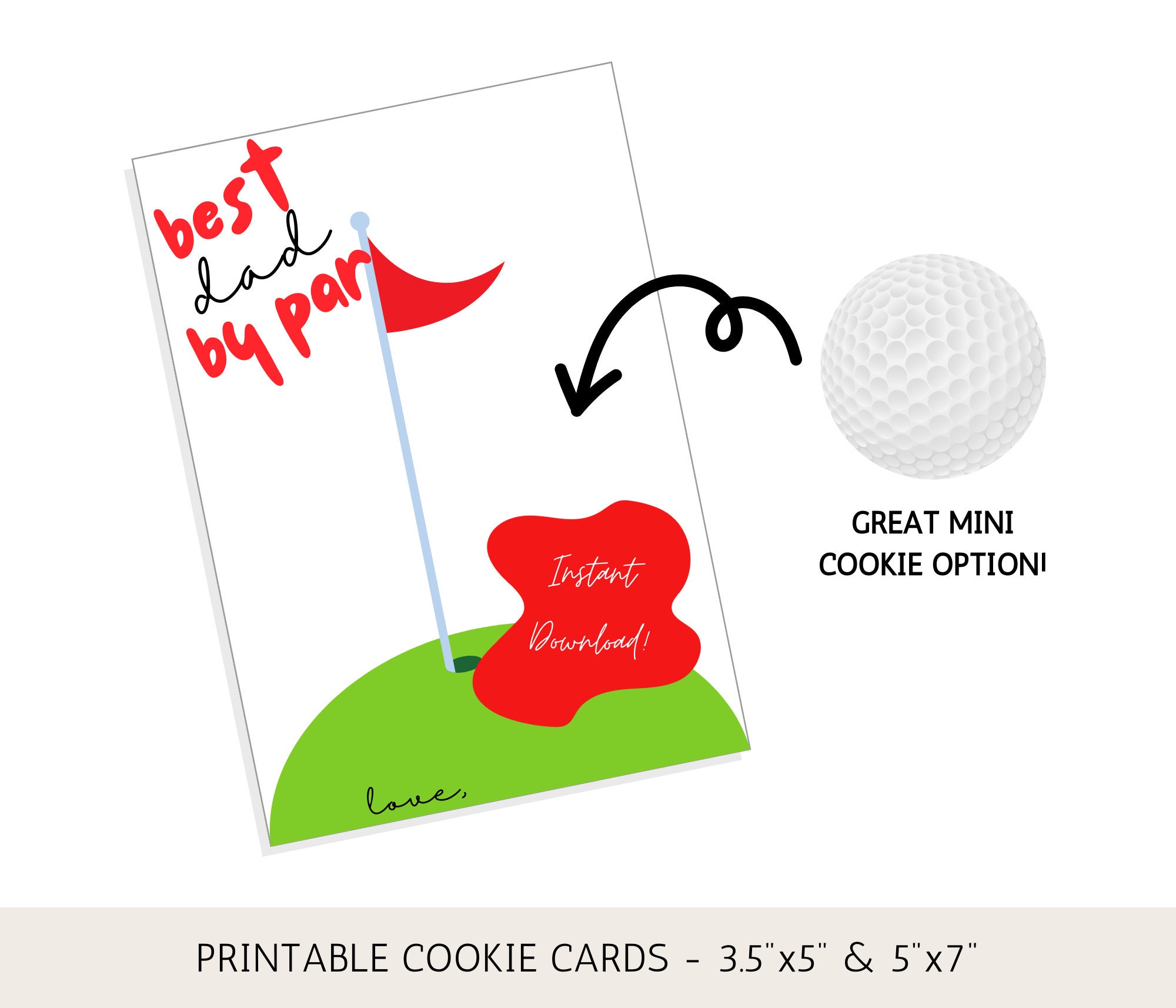 Father's Day Cookie Card, Fathers Day Gift, Fathers Day Cookies, Golf ...